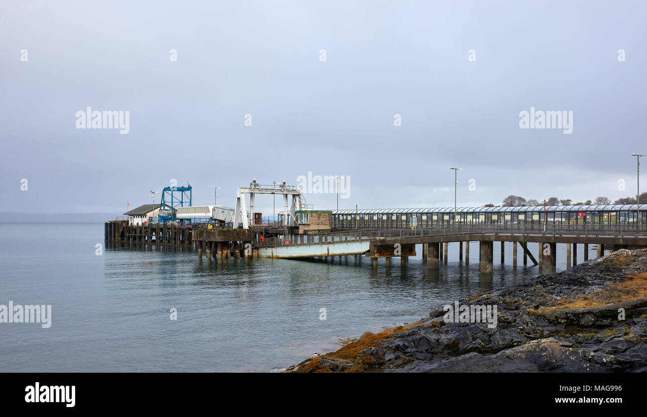 Harbour, docking and embarkation area at Craignure Harbour, Mull Stock ...