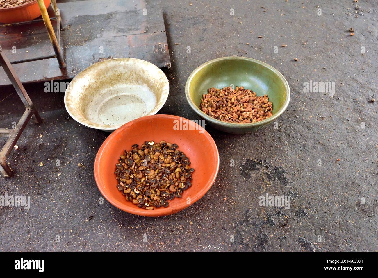 Bowls of processed cashew nuts Stock Photo - Alamy