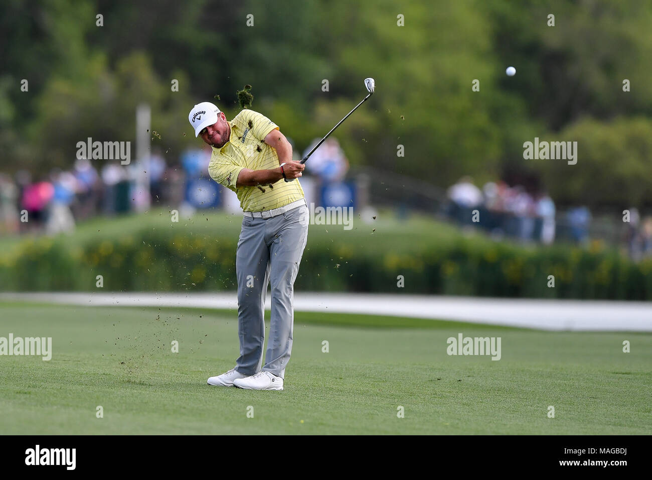 Humble, Texas, USA. 1st Apr, 2018. Robert Garrigus hits for the 18th ...