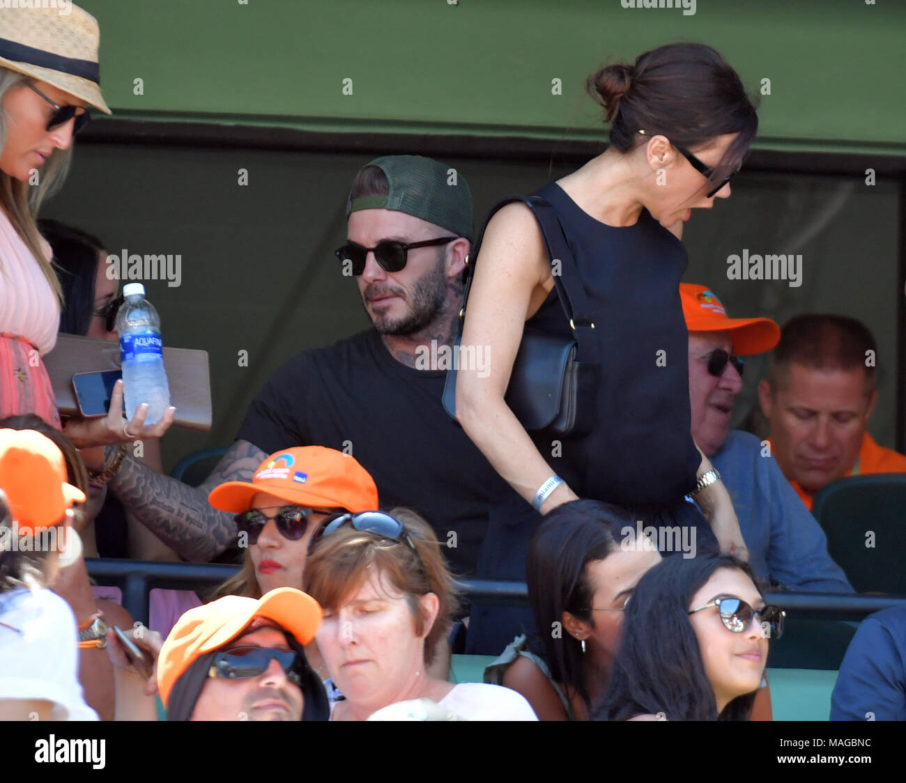 Key Biscayne, FL, USA. 01st Apr, 2018. David Beckham, Victoria Beckham ...