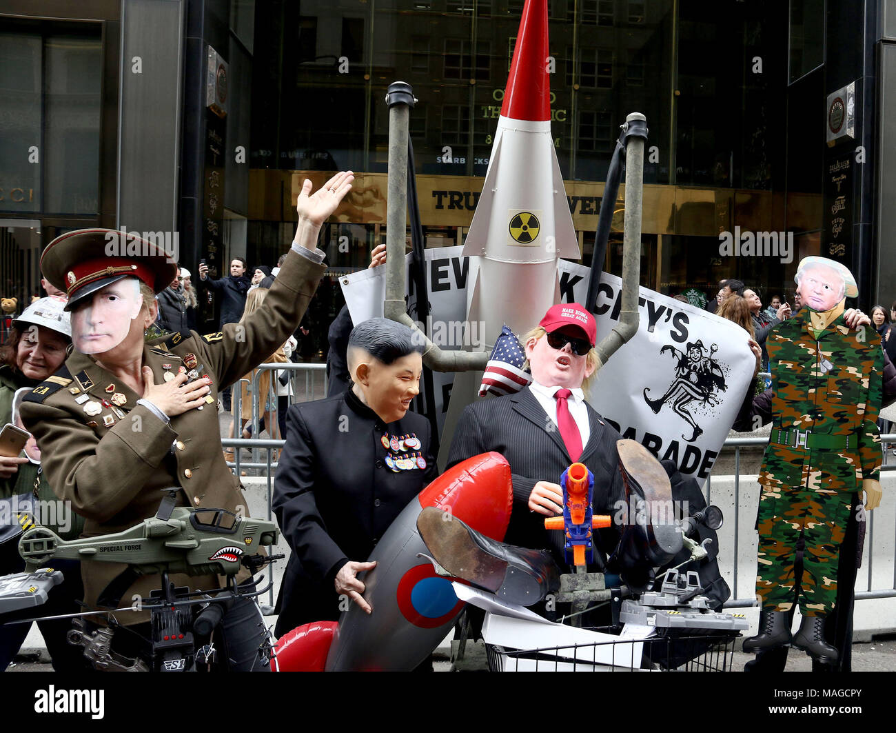 New York City, New York, USA. 1st Apr, 2018. Parade goers dressed in ...
