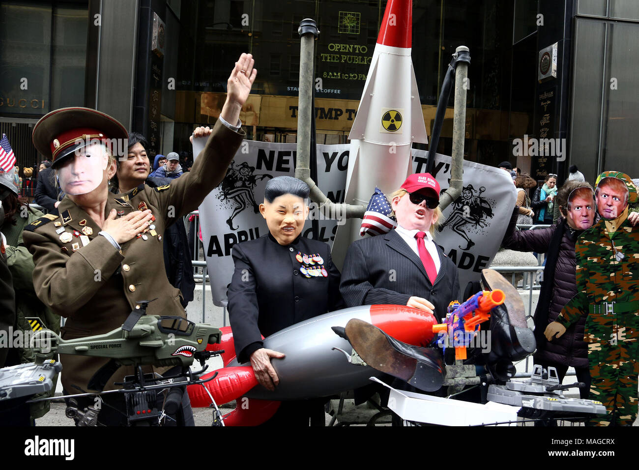 New York City, New York, USA. 1st Apr, 2018. Parade goers dressed in ...