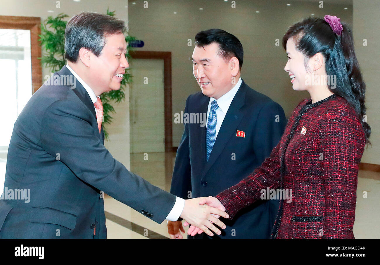 Pak Chun-nam, Hyon Song-wol and Do Jong-whan, Mar 31, 2018 : North ...