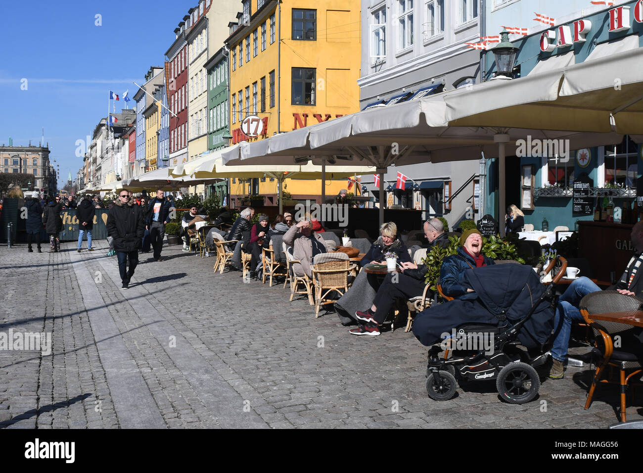 Copenhagen, Denmark. 02 April 2018. Tourists enjoy Spring sunshine on ...