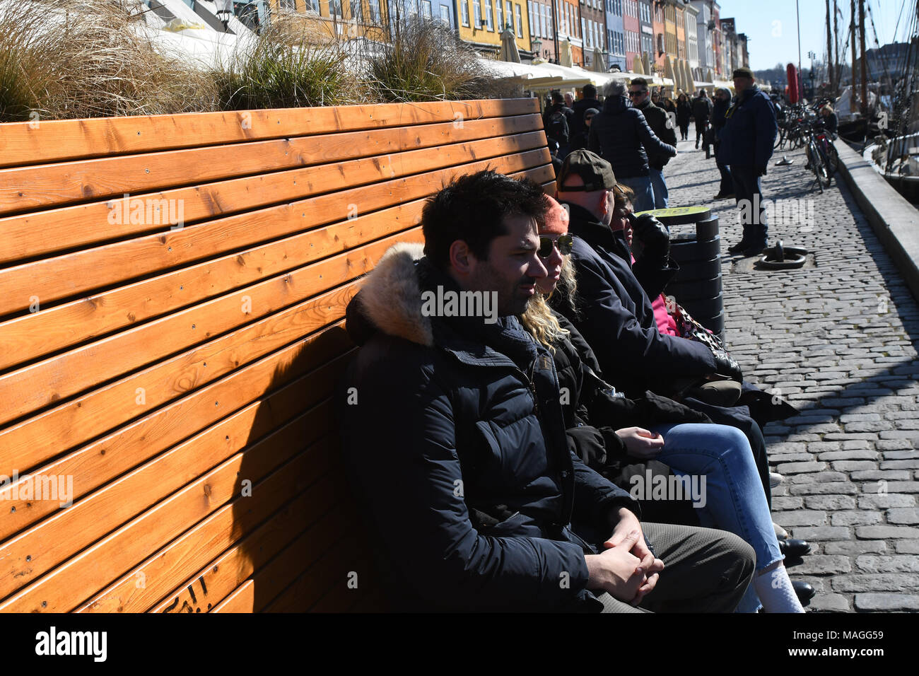 Copenhagen, Denmark. 02 April 2018. Tourists enjoy Spring sunshine on ...