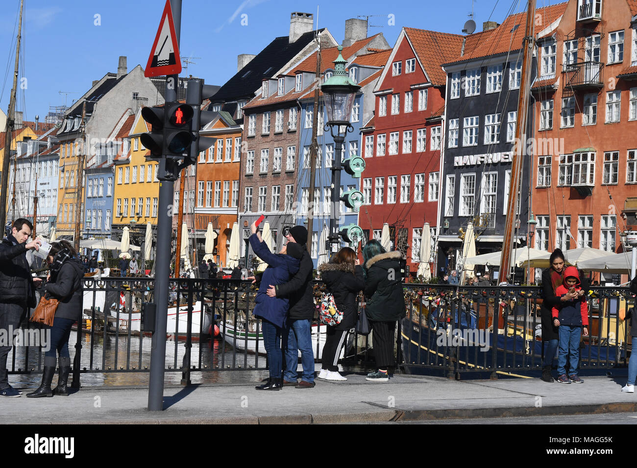 Copenhagen, Denmark. 02 April 2018. Tourists enjoy Spring sunshine on ...