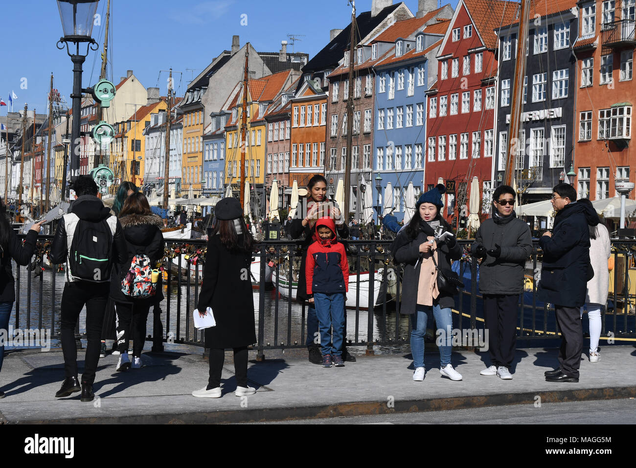 Copenhagen, Denmark. 02 April 2018. Tourists enjoy Spring sunshine on ...