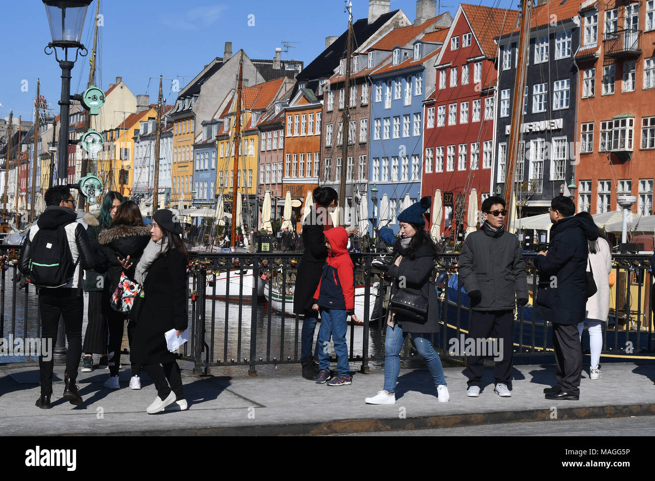 Copenhagen, Denmark. 02 April 2018. Tourists enjoy Spring sunshine on ...