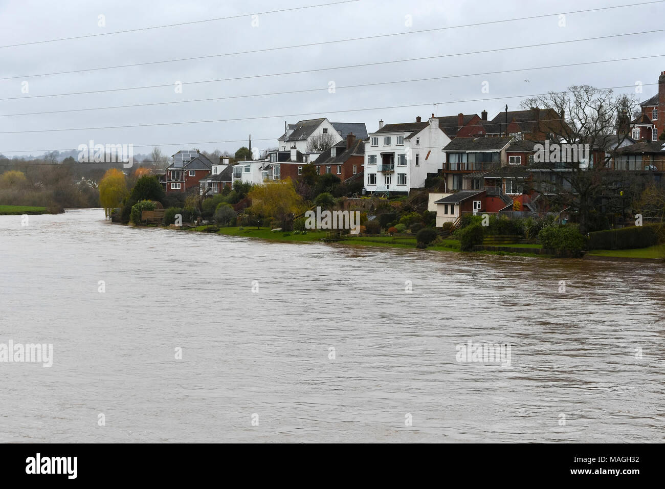 Exeter, Devon, UK. 2nd April 2018. UK Weather: Riverside properties ...