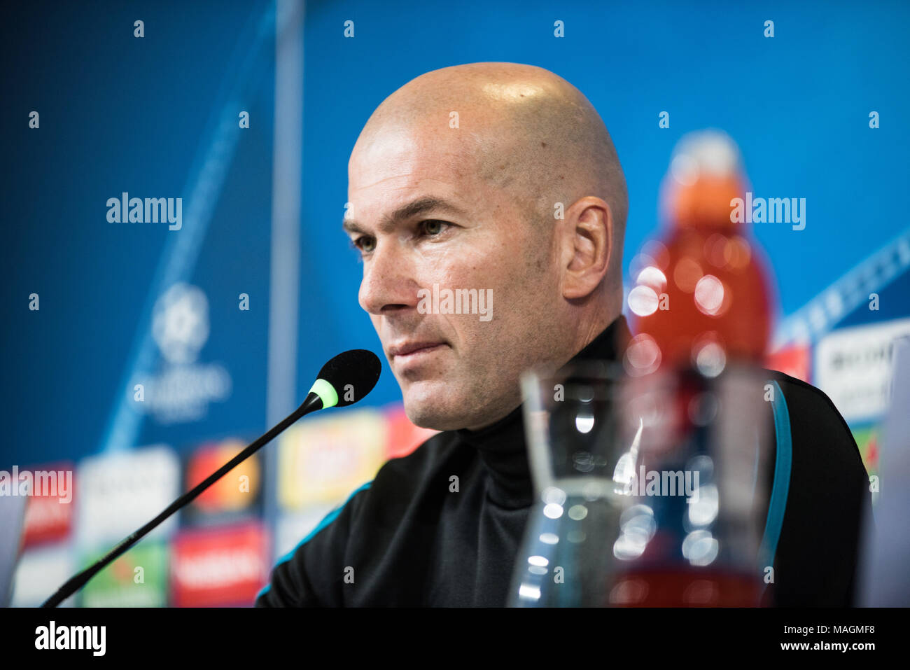 Turin, Italy, 2 April 2018. Zinédine Zidane during the Real Madrid ...