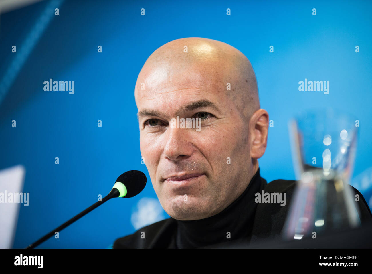 Turin, Italy, 2 April 2018. Zinédine Zidane during the Real Madrid ...