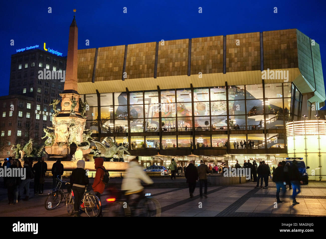 14 March 2018, Germany, Leipzig: The Gewandhaus concert hall and the ...