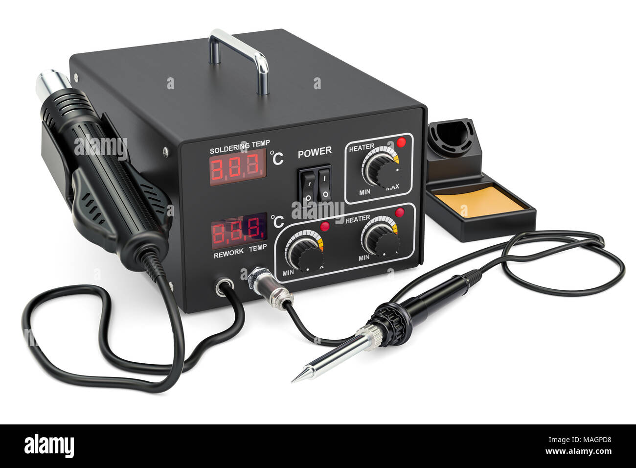 Digital Soldering Station, 3D rendering isolated on white background ...
