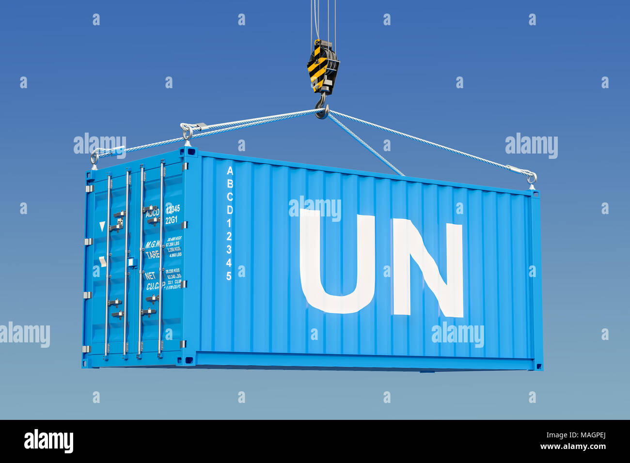 Humanitarian cargo from UN concept. 3d rendering Stock Photo - Alamy