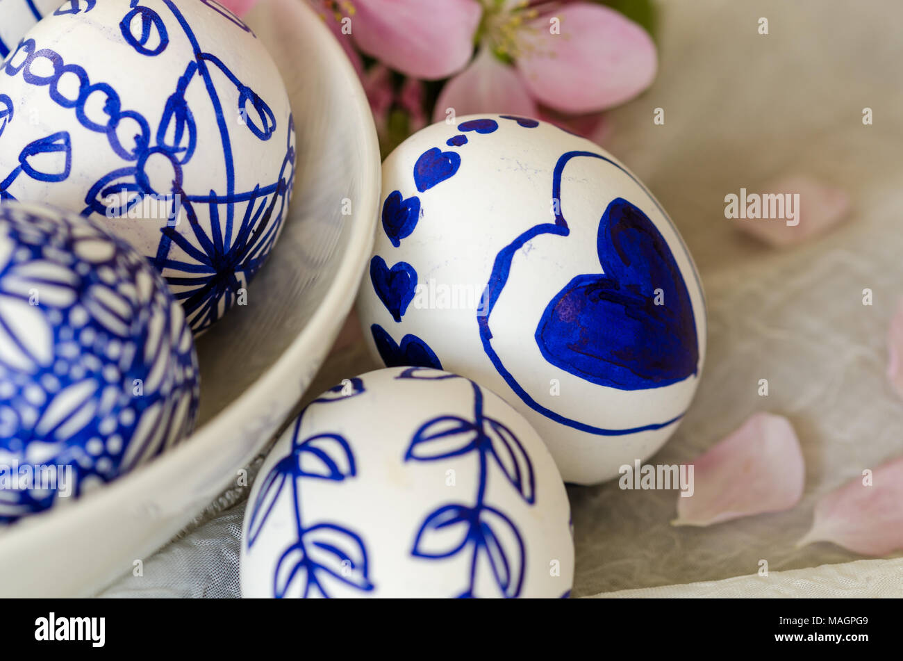 handmade designs drawn easter eggs Stock Photo - Alamy
