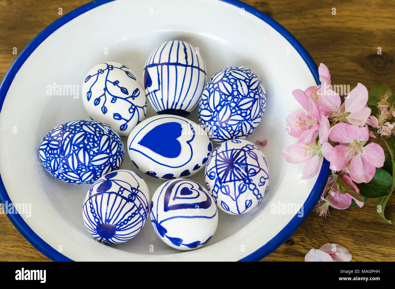 Handmade designs drawn easter eggs Stock Photo - Alamy