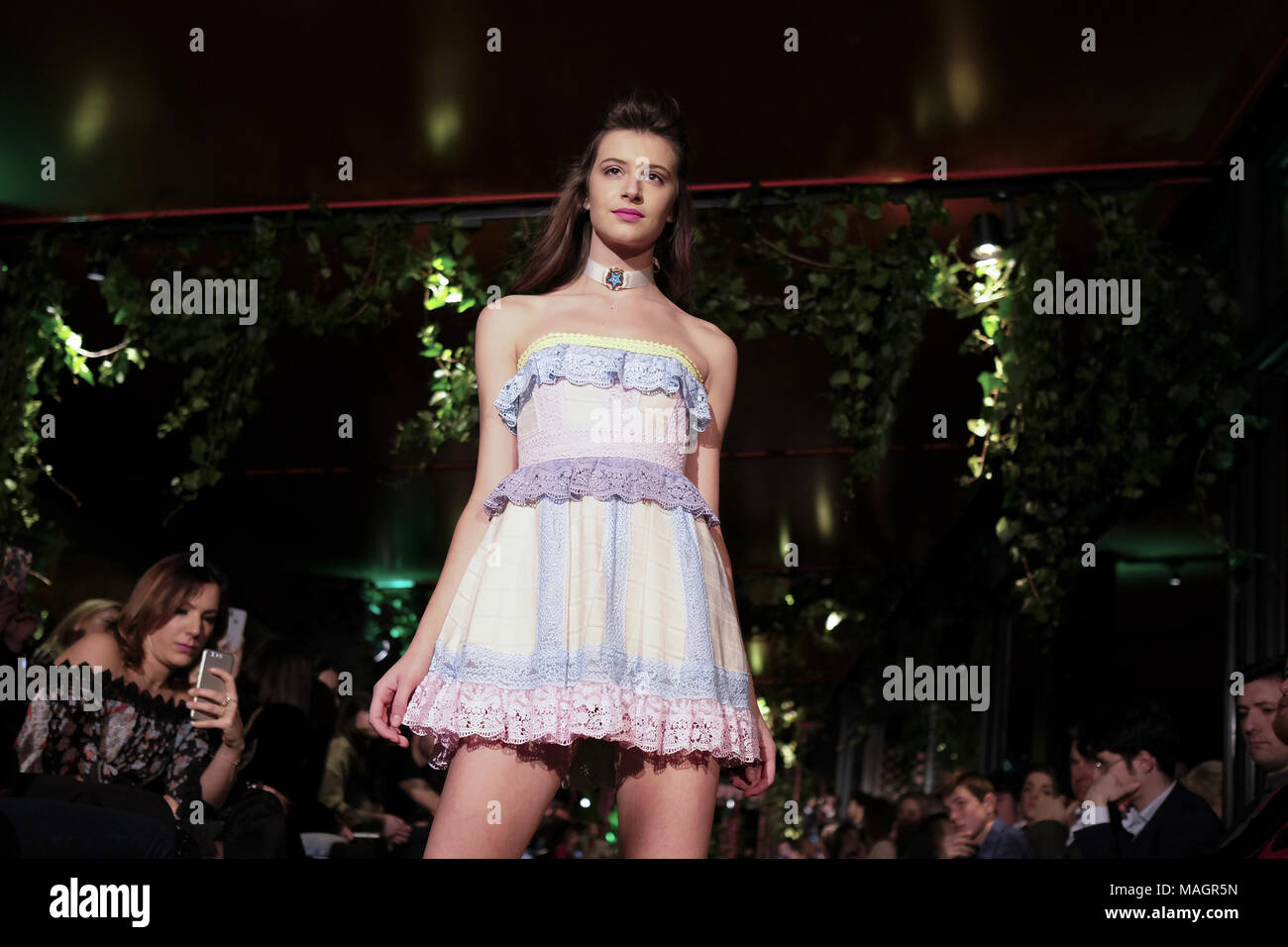 Highly Preppy at the Puerta America hotel - Catwalk Featuring: model ...