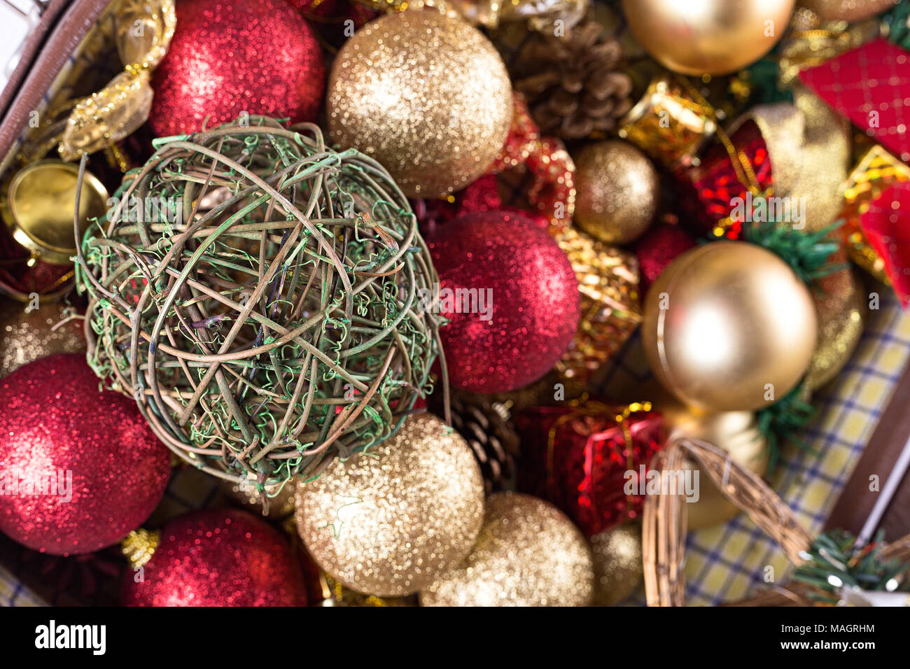 a lot of colorful, different Christmas toys background for Christmas ...