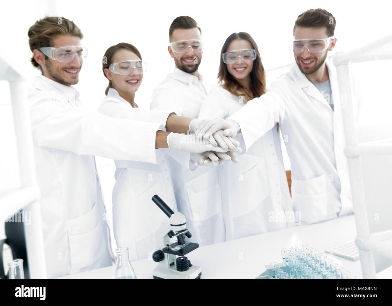 creative team of young scientists Stock Photo - Alamy