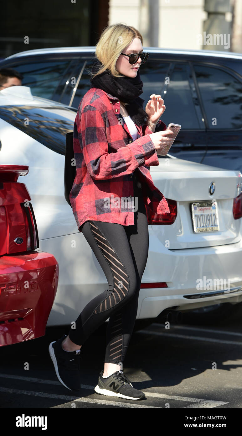 Elle Fanning leaves the gym after a workout Featuring: Elle Fanning ...