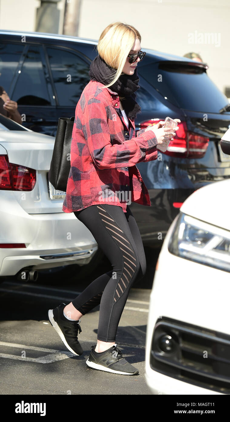 Elle Fanning leaves the gym after a workout Featuring: Elle Fanning ...