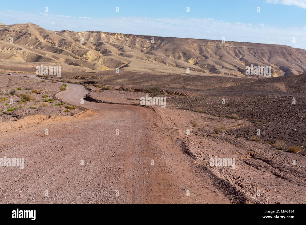 Dirt road in desert Negev, Israel, transport infrastructure in desert ...