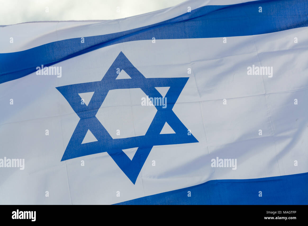 National flag of State of Israel, white-blue with Star of David, Magen ...