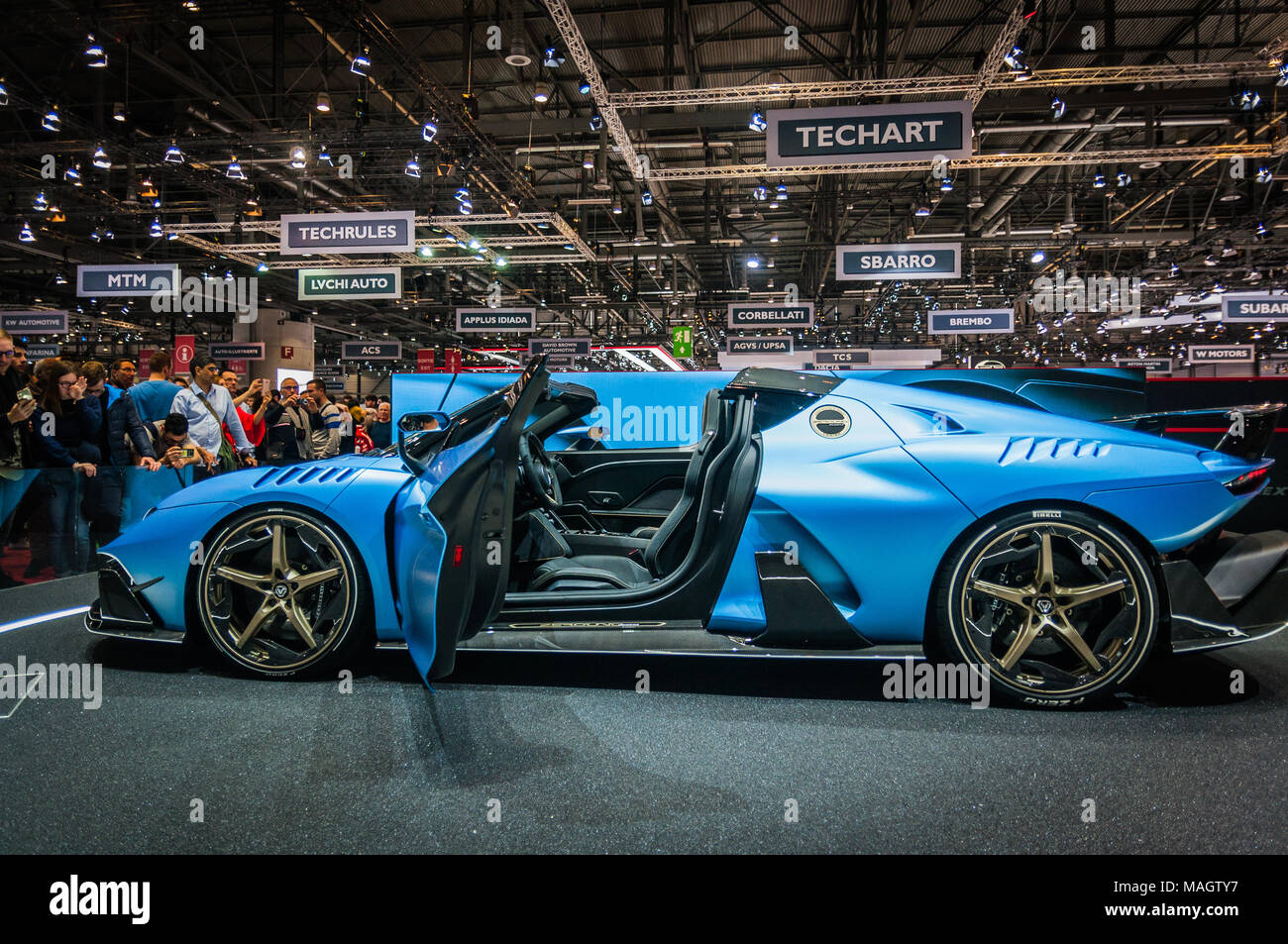 GENEVA, SWITZERLAND - MARCH 17, 2018: ZEROUNO DUERTA ITALDESIGN Superfast sports car presented ...