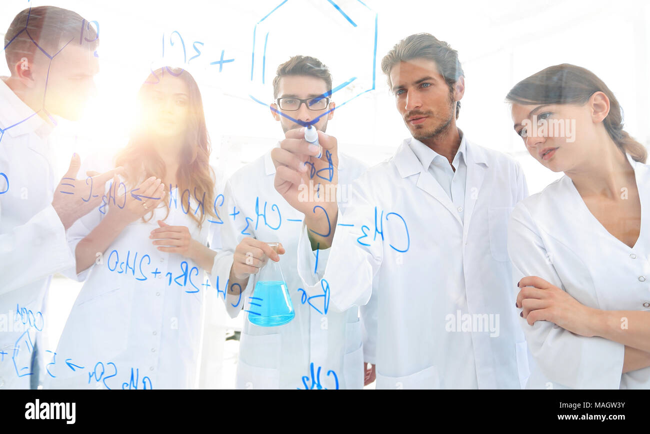 general-view seen trough a transparent board in a chemistry lab Stock ...