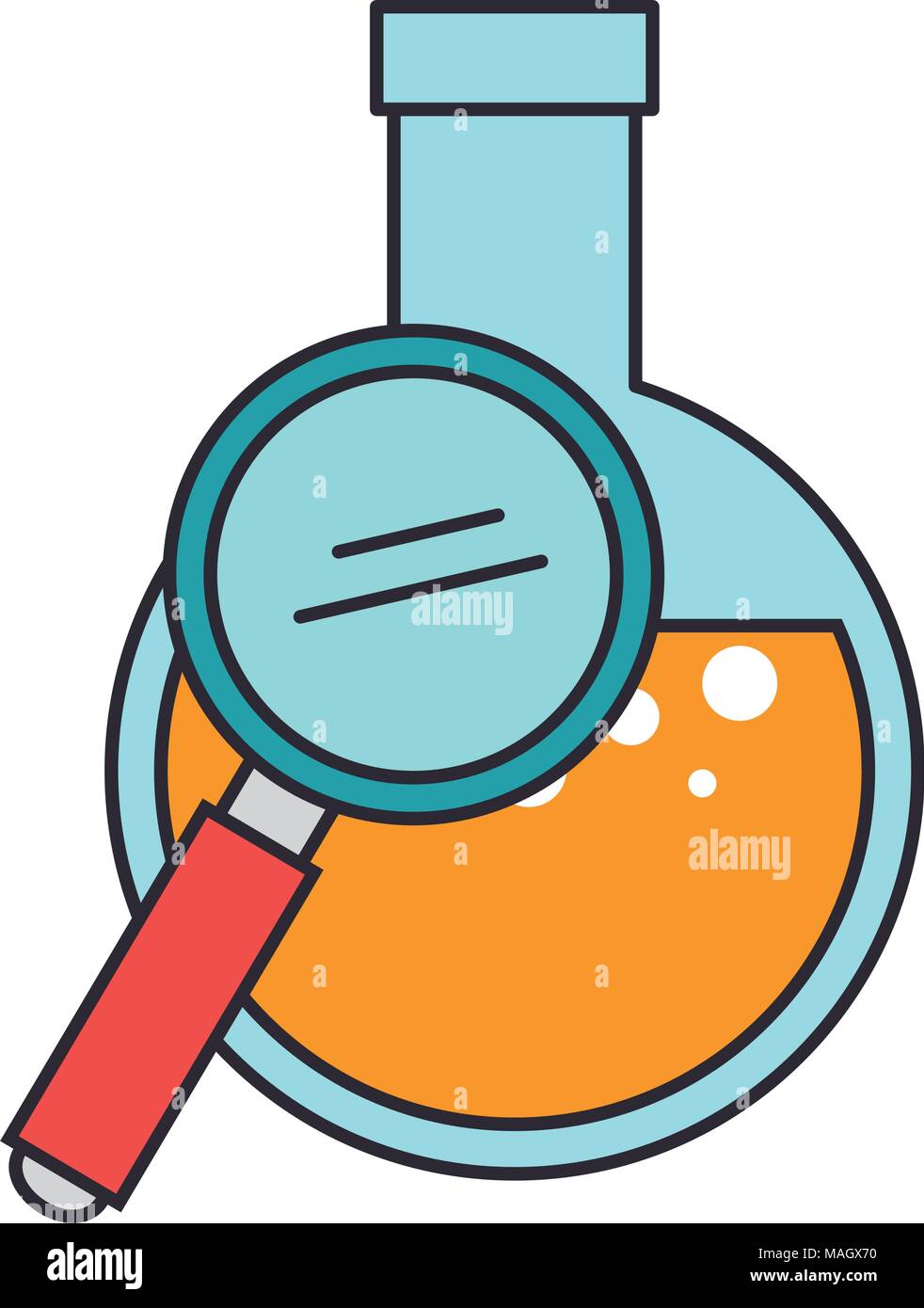 tube test flask with magnifying glass vector illustration design Stock ...