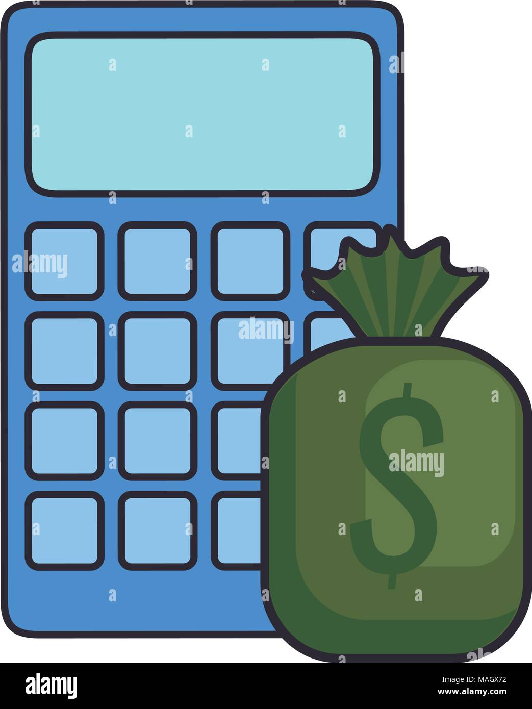 calculator math with money bag vector illustration design Stock Vector ...