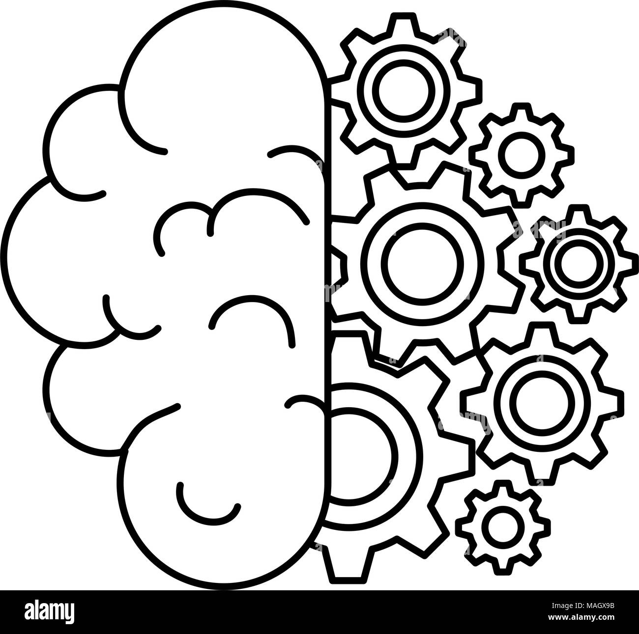 brain human with gears vector illustration design Stock Vector Image ...