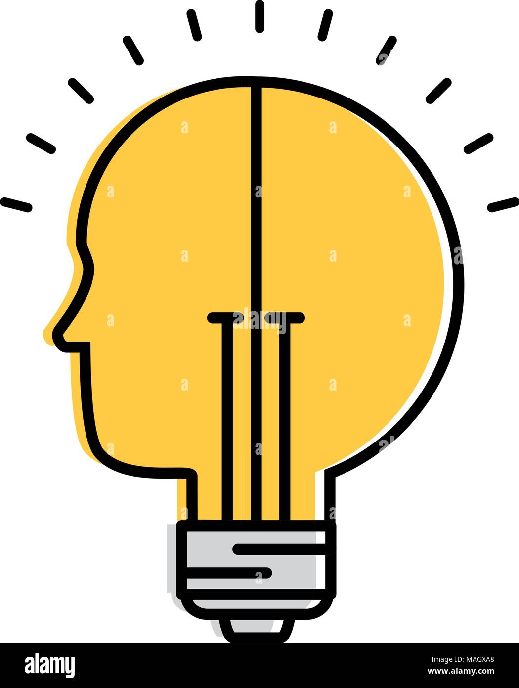 bulb light idea with profile vector illustration design Stock Vector ...