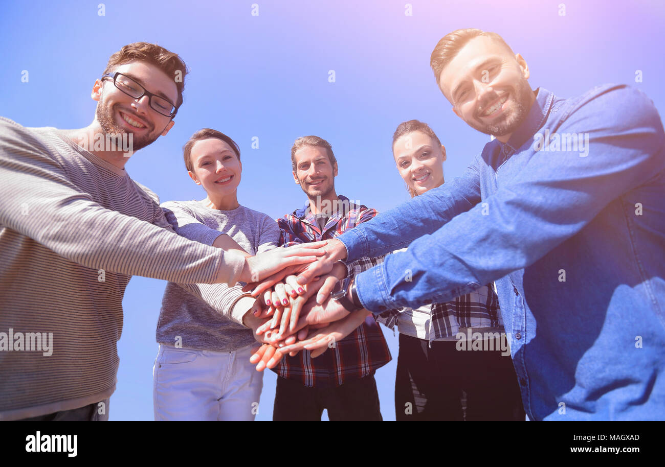 concept of teamwork. business people joined hands Stock Photo - Alamy