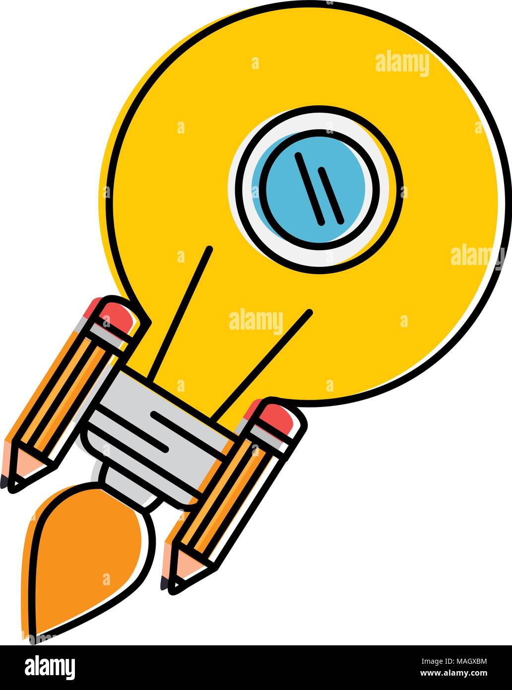 bulb light idea with rocket launcher vector illustration design Stock ...