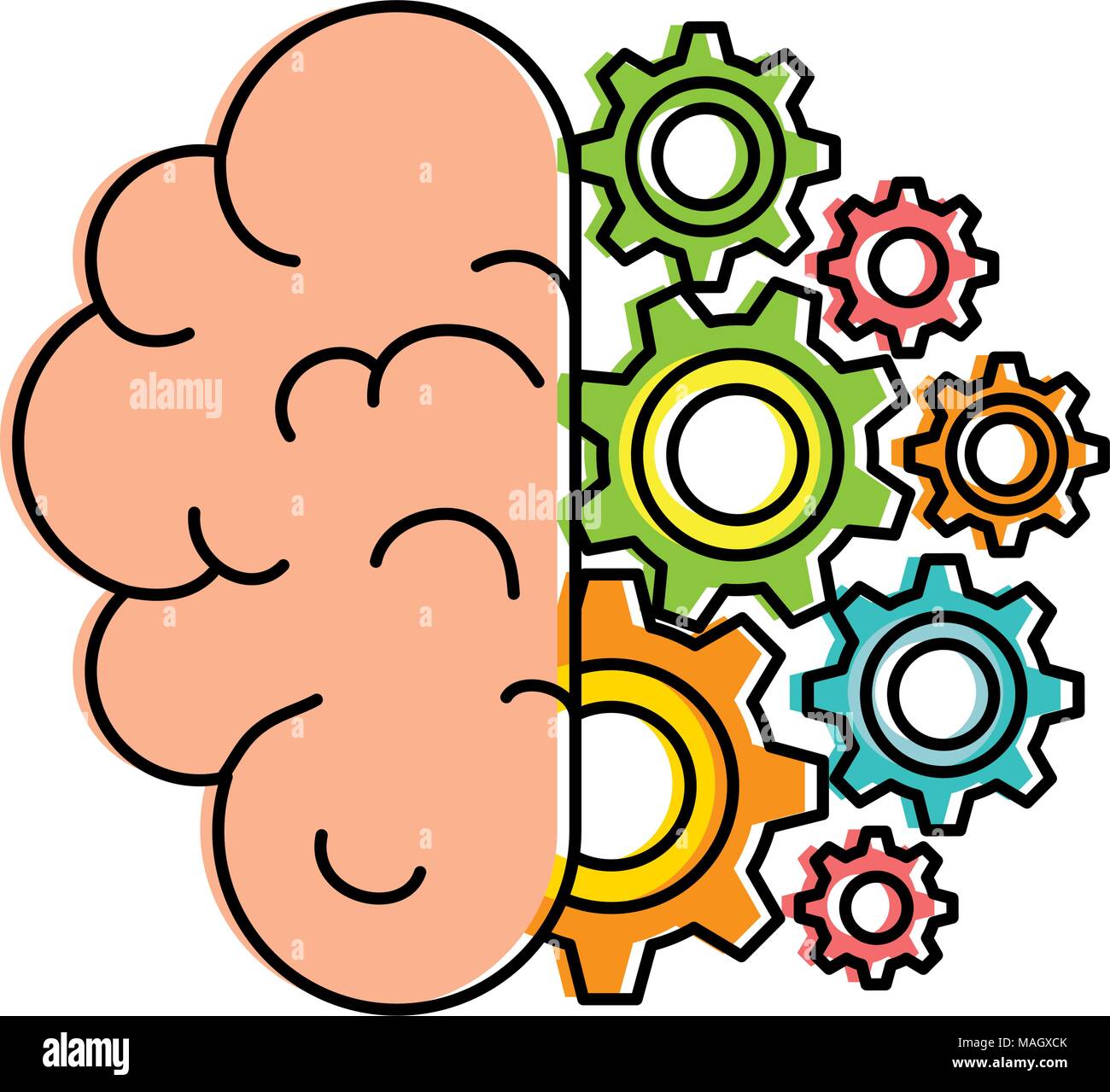 brain human with gears vector illustration design Stock Vector Image ...