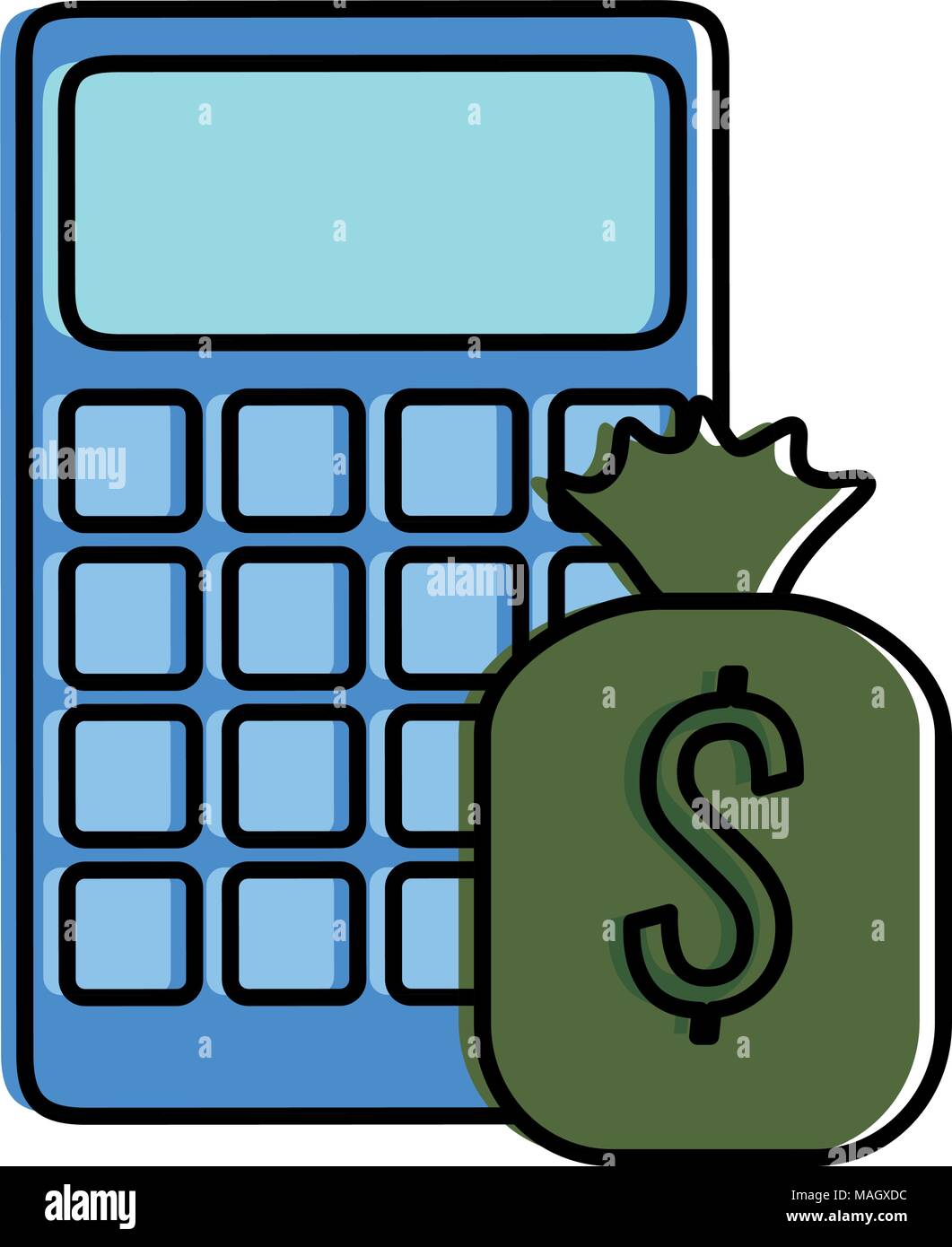 calculator math with money bag vector illustration design Stock Vector ...
