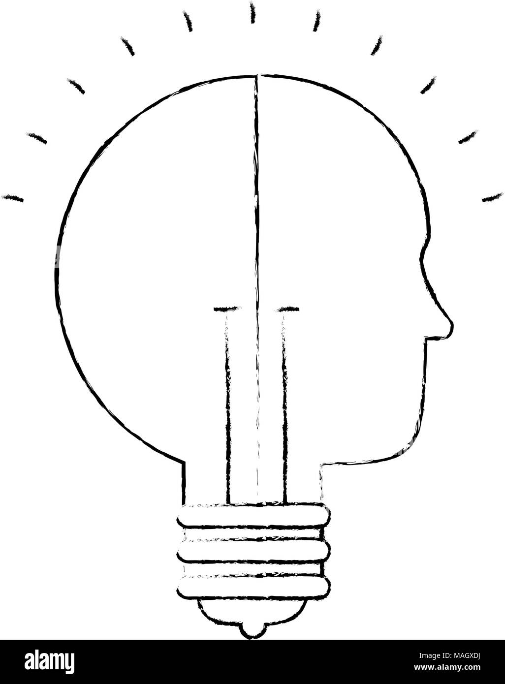 bulb light idea with profile vector illustration design Stock Vector ...