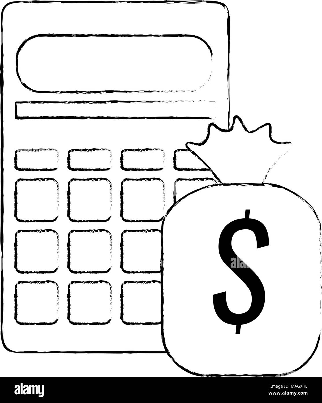 calculator math with money bag vector illustration design Stock Vector ...