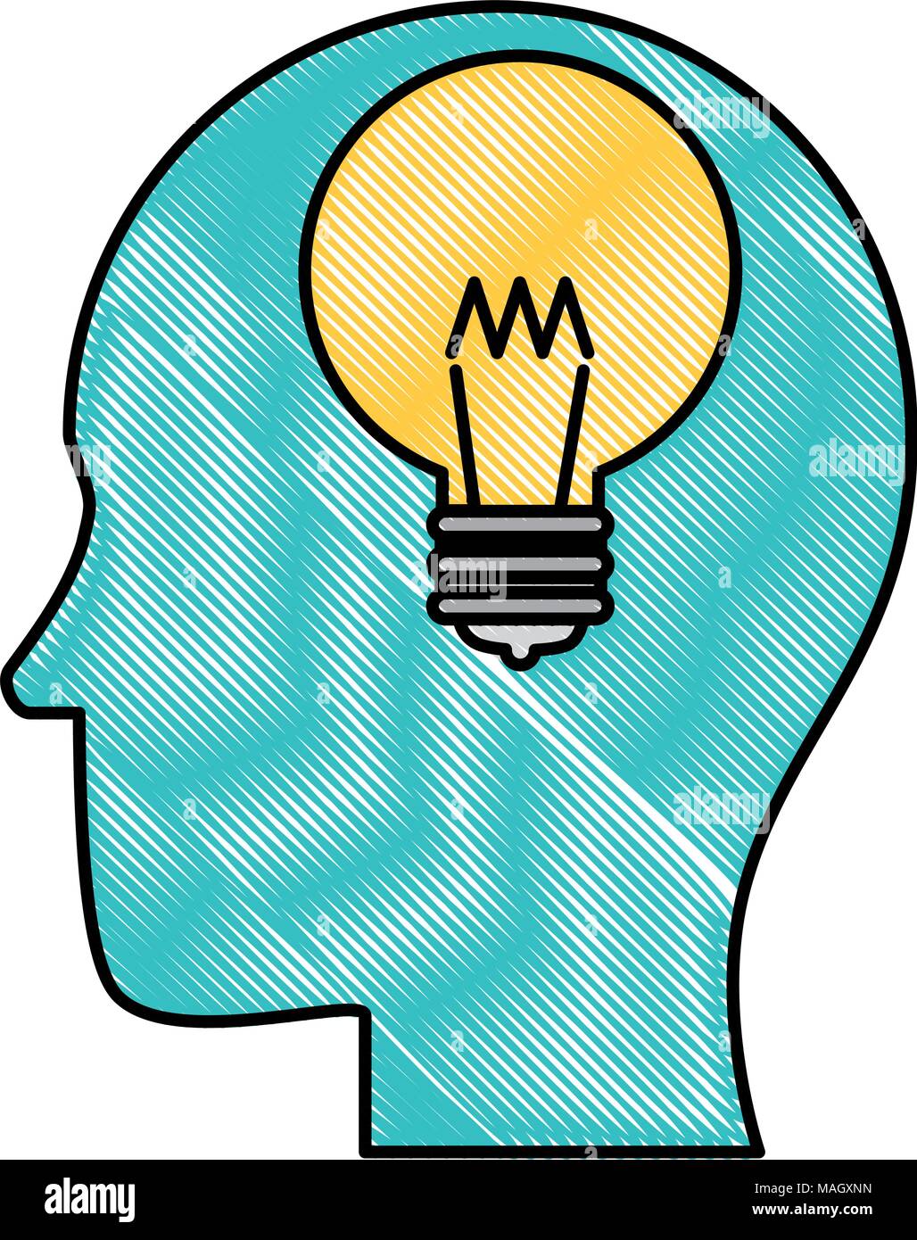 human profile with bulb vector illustration design Stock Vector Image ...