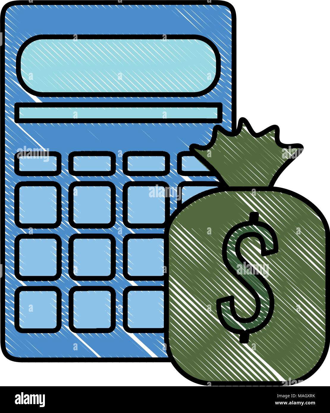 calculator math with money bag vector illustration design Stock Vector ...