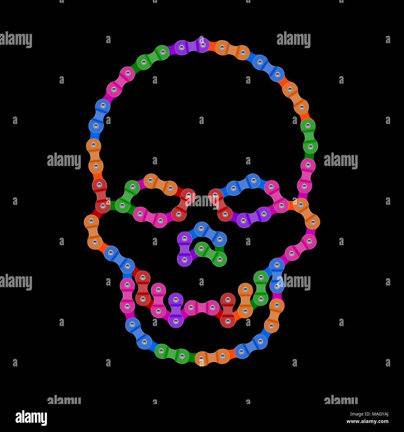 Vector Human Skull Made of Bike or Bicycle Chain. Vector Cranium or ...