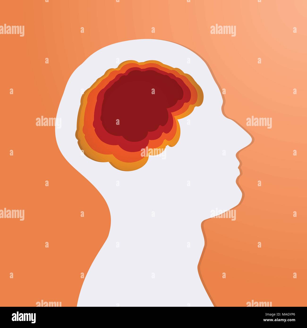 Human Head White With Brain Creative Silhouette Stock Vector Image ...
