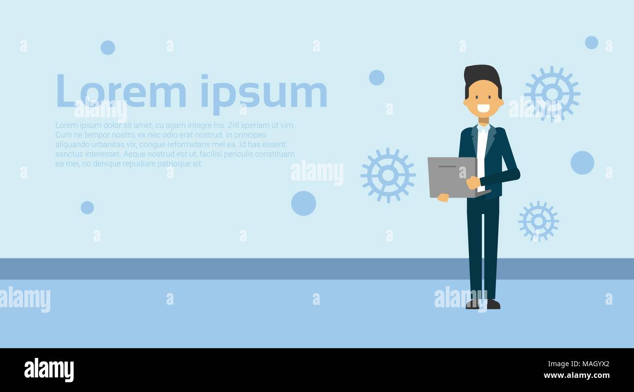 Cartoon illustration man holding laptop hi-res stock photography and ...