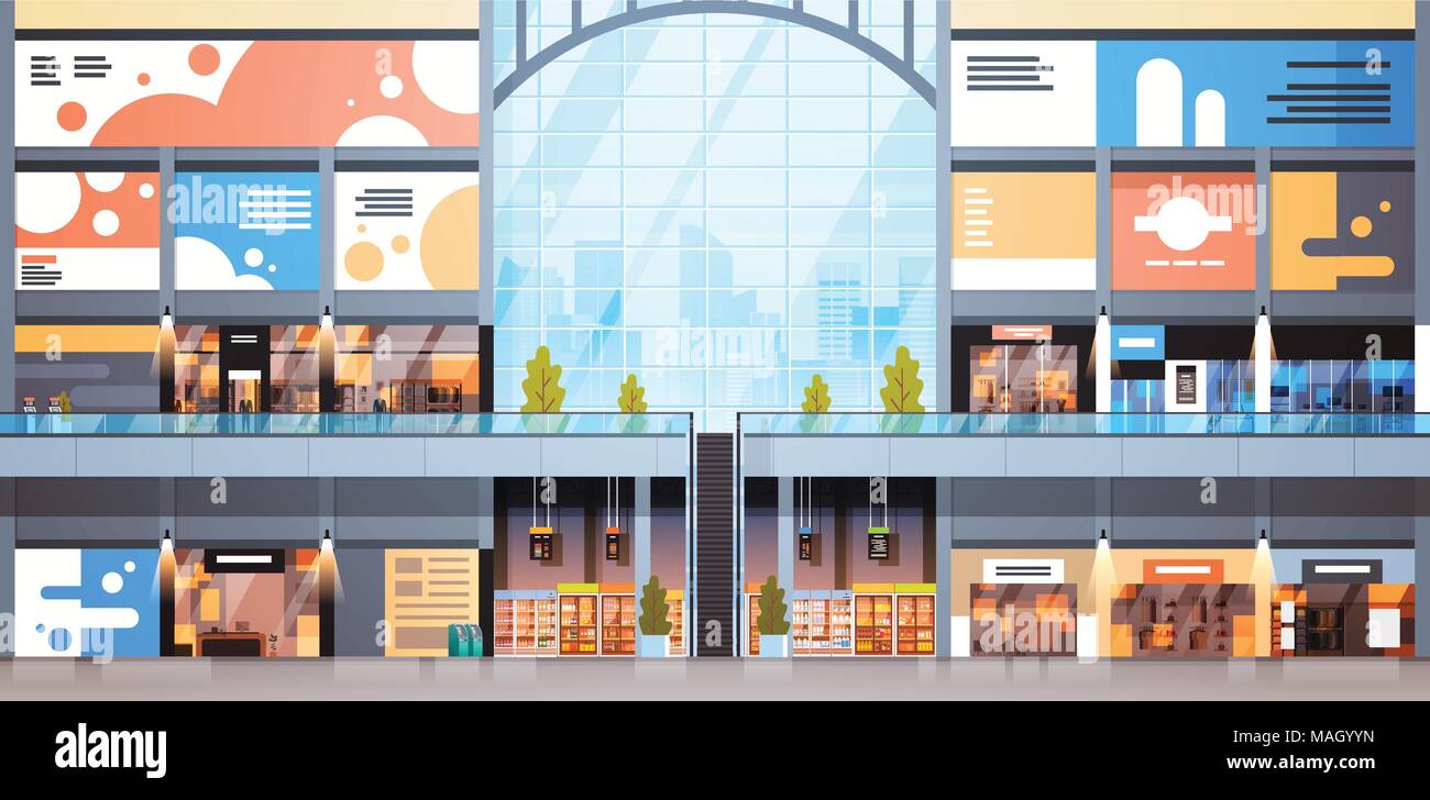 Modern Shopping Mall Interior Big Many Boutiques Design Of Retail Store ...