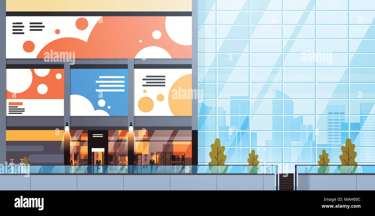 Modern Shopping Mall Interior Big Urban Retail Store With No People ...