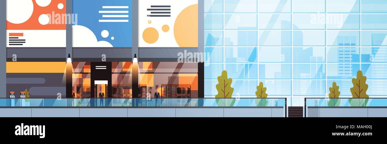 Modern Empty Shopping Center Interior Of Big Urban Retail Store ...