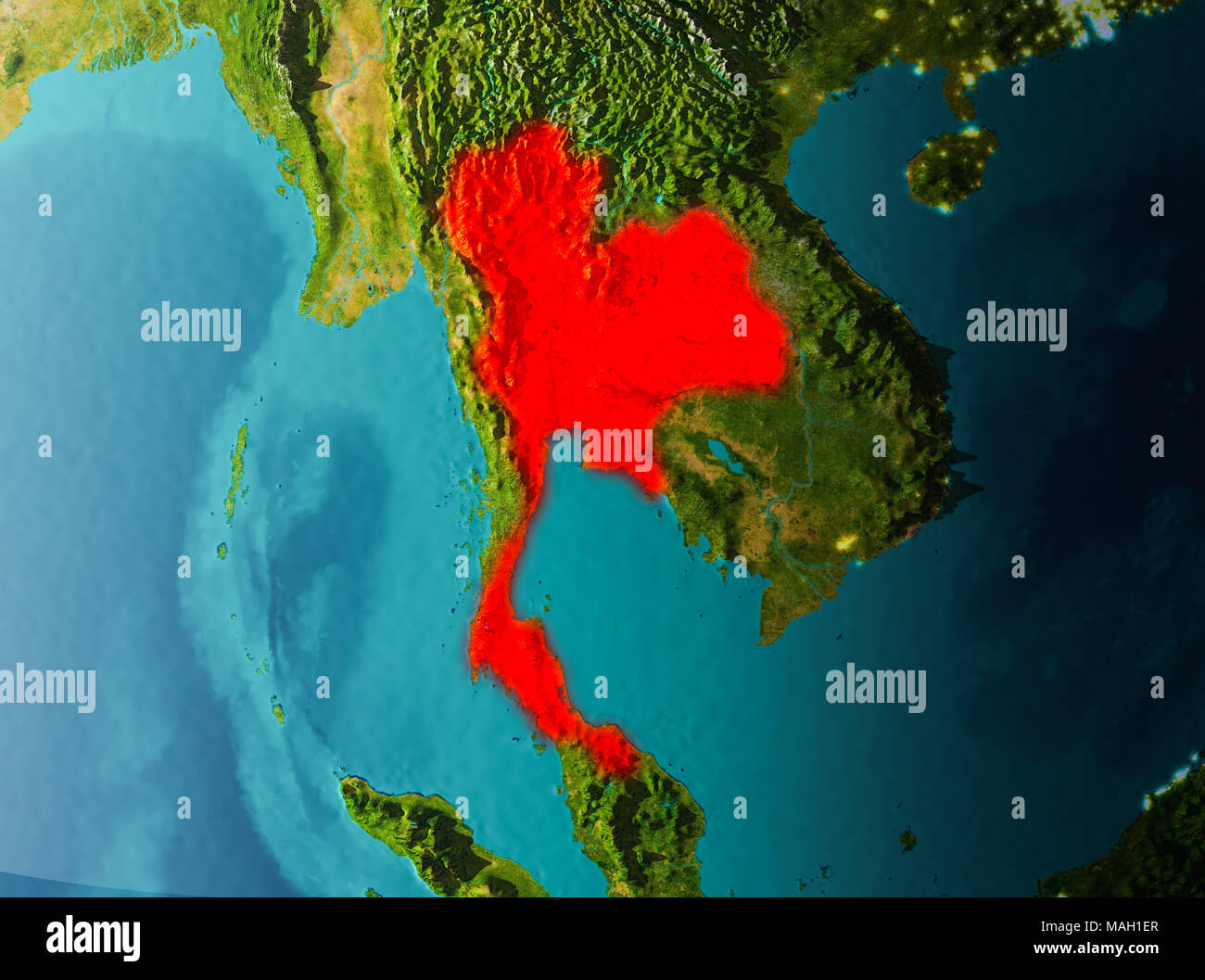 Map thailand highlighted in red hi-res stock photography and images - Alamy