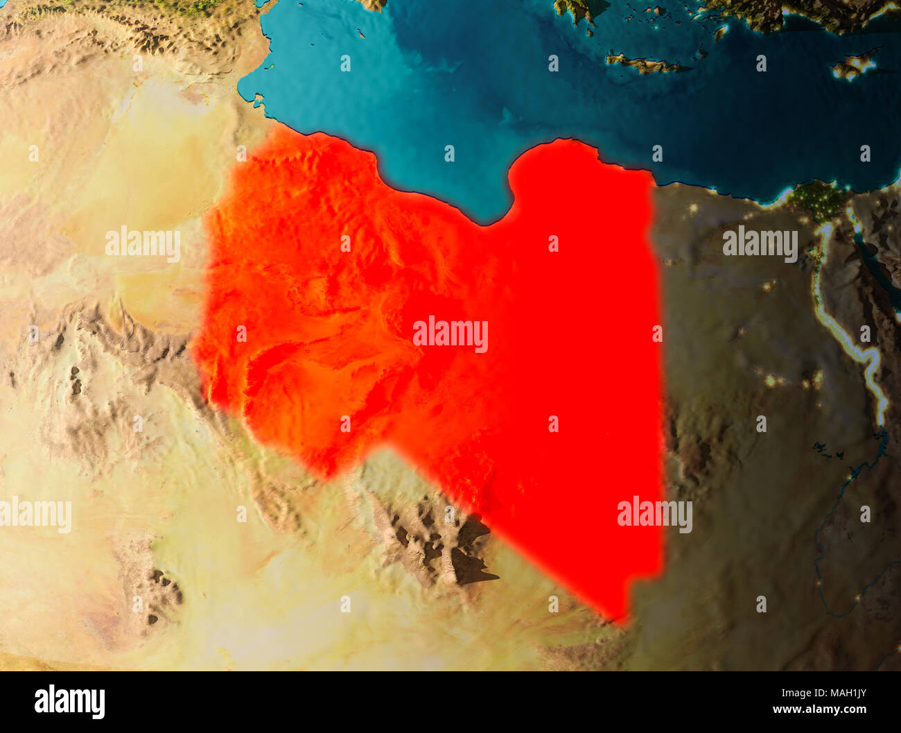 Highlighted satellite image of libya hi-res stock photography and ...