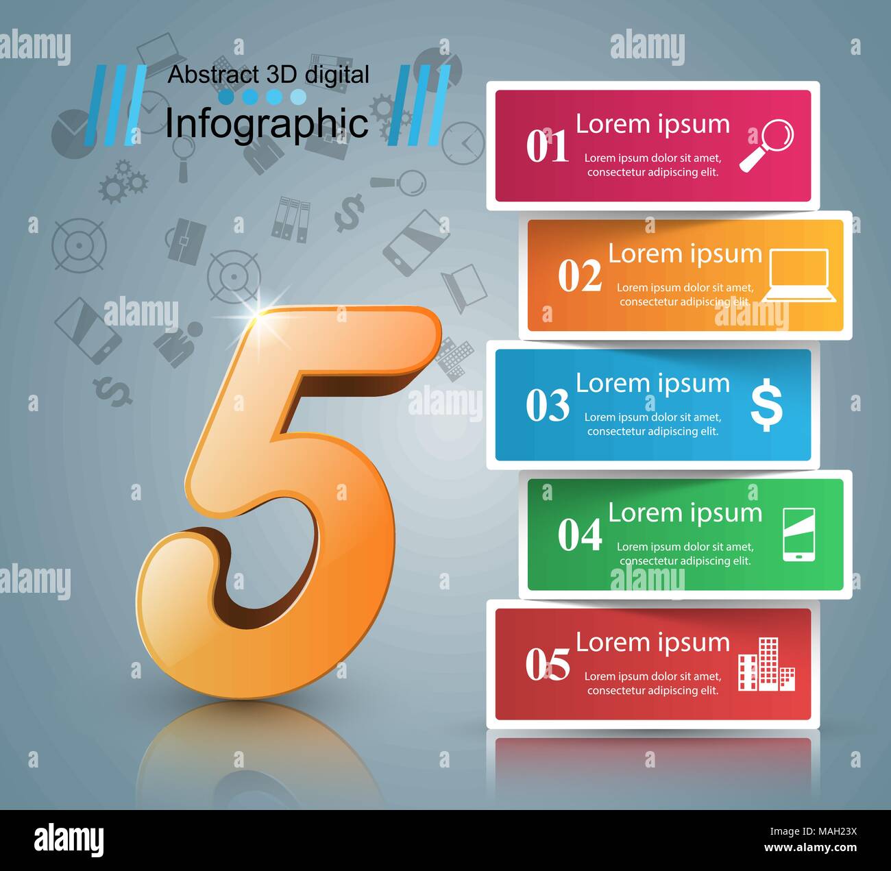 Business five Infographics origami style Vector illustration Stock ...